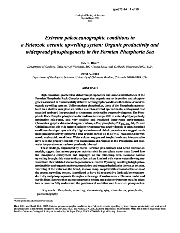 (PDF) Extreme paleoceanographic conditions in a Paleozoic oceanic ...