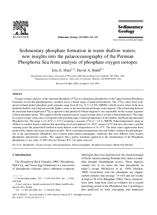 (PDF) Sedimentary phosphate formation in warm shallow waters: new ...