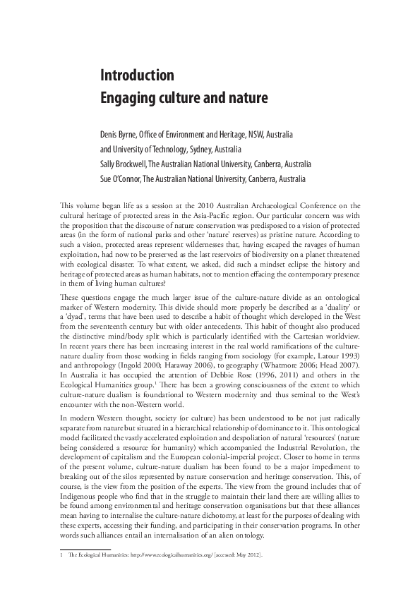 (PDF) Introduction: Engaging Culture and Nature