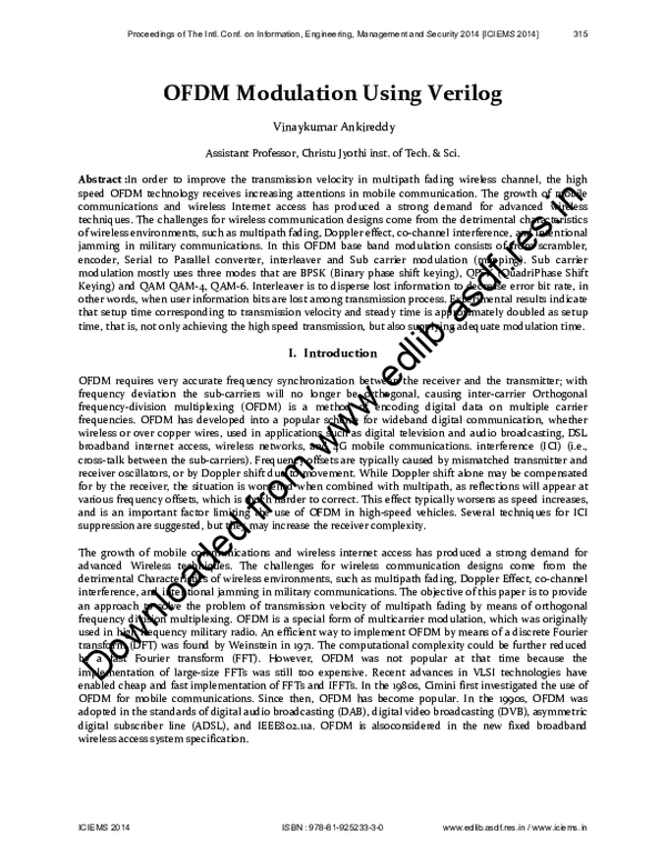 Pdf Ofdm Modulation Using Verilog