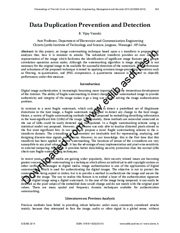 Pdf Data Duplication Prevention And Detection