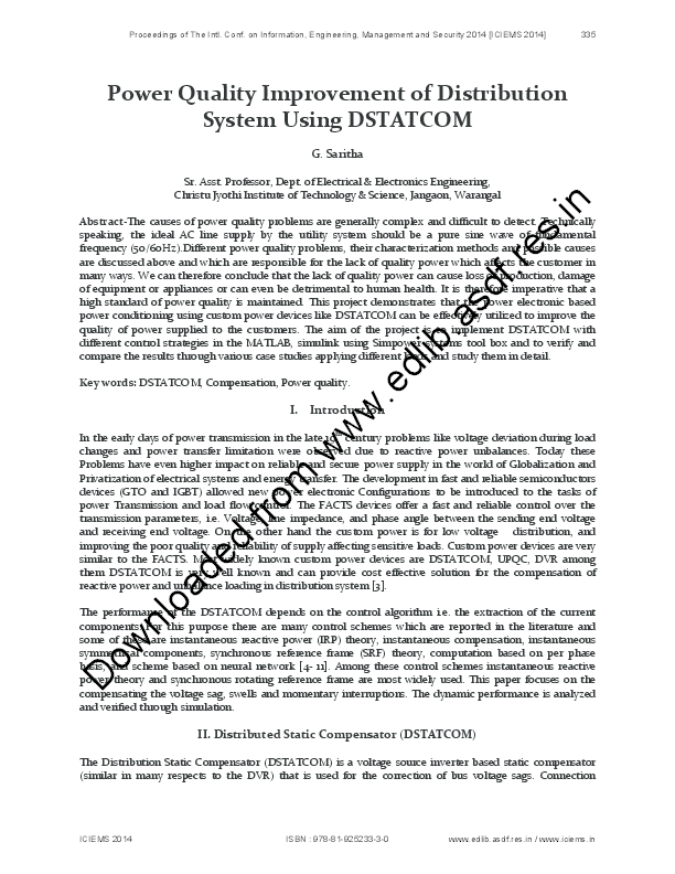 Pdf Power Quality Improvement Of Distribution System Using Dstatcom 4158