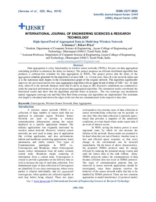 Pdf High Speed Pool Of Aggregated Data In Multi Hop Wireless Network