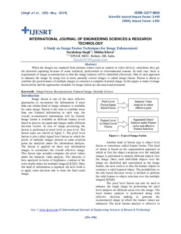 (PDF) A Study on Image Fusion Techniques for Image Enhancement ...