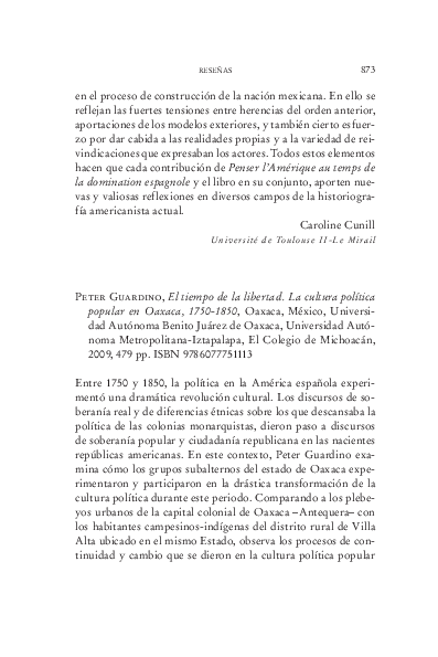 (PDF) Guardino, Peter. El tiempo de la libertad. La cultura política ...