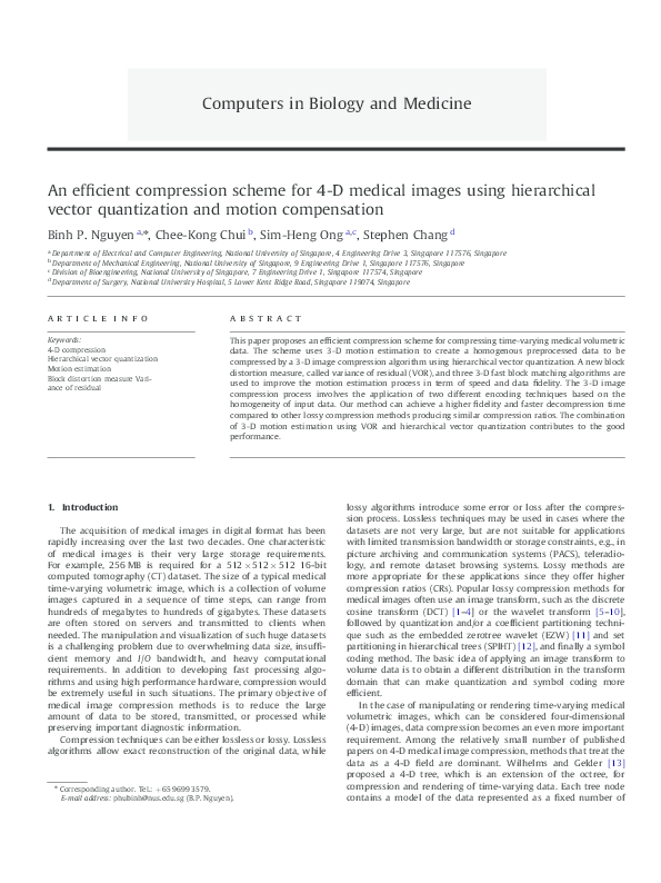 (PDF) An Efficient Compression Scheme for 4-D Medical Images using Hierarchical Vector ...