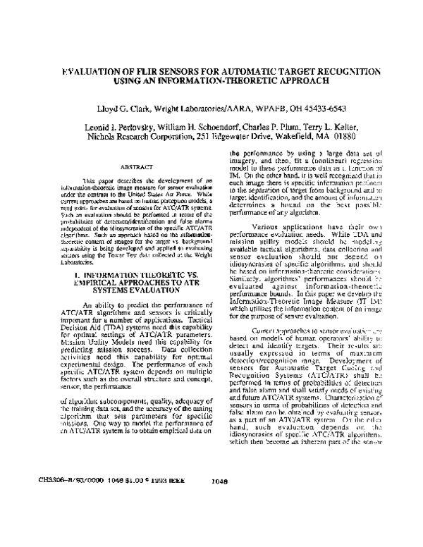 (PDF) Information-Theoretic Evaluation of FLIR Sensors for ATR