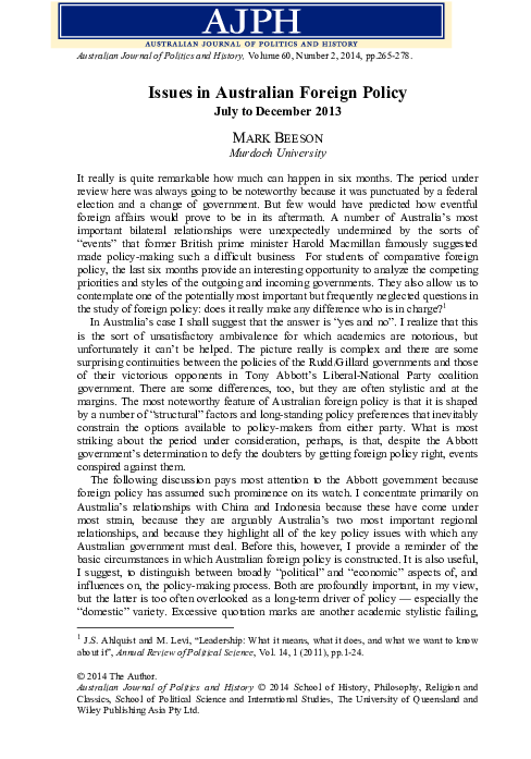 (PDF) Issues in Australian foreign policy