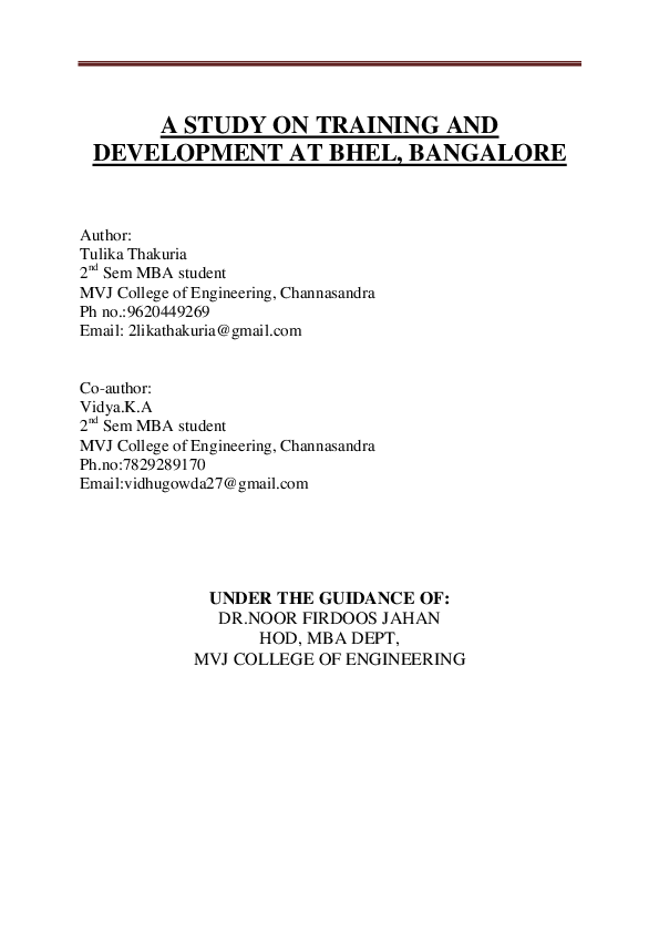 PAPER ON TRAINING AND DEVELOPMENT