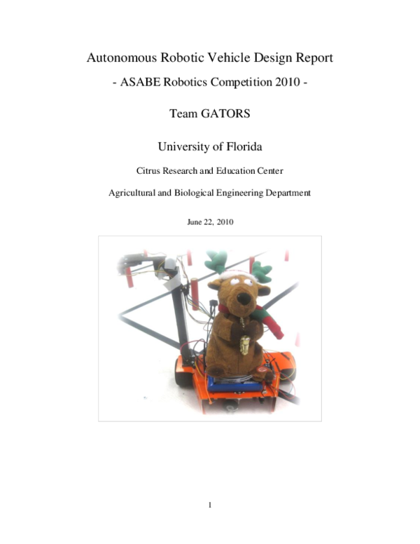 (PDF) Autonomous Robotic Vehicle Design Report ASABE Robotics ...