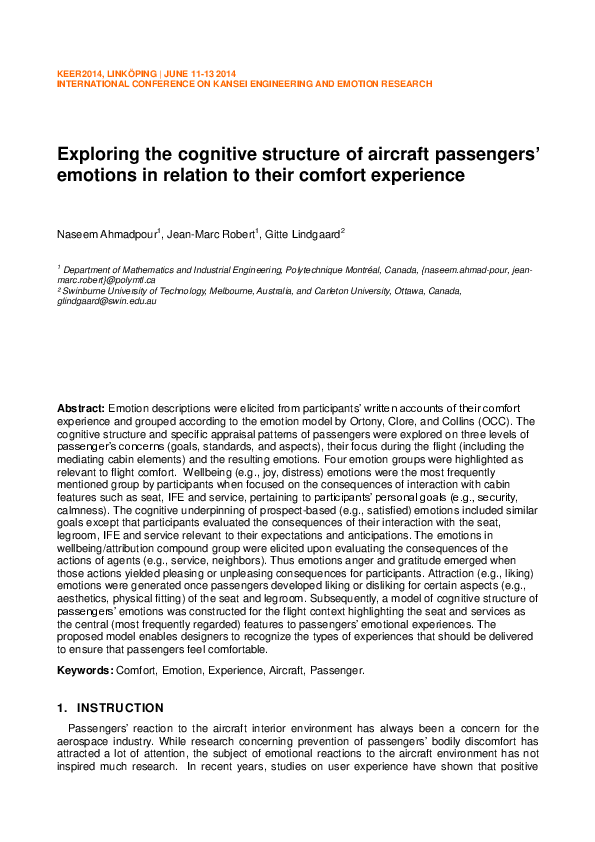 (PDF) Exploring the cognitive structure of aircraft passengers ...