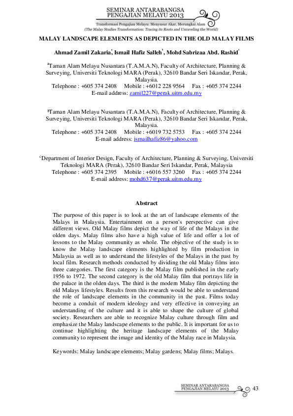 (PDF) Malay Landscape Elements As Depicted In The Old Malay Films