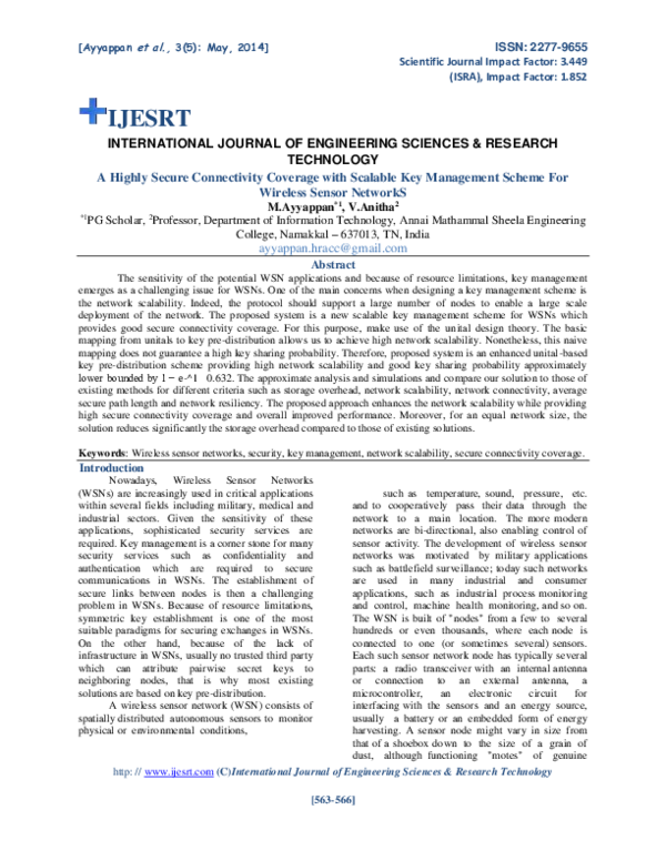 Pdf A Highly Secure Connectivity Coverage With Scalable Key Management Scheme For Wireless 