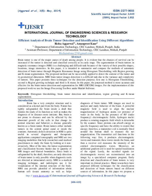 (PDF) Efficient Analysis of Brain Tumor Detection and Identification ...