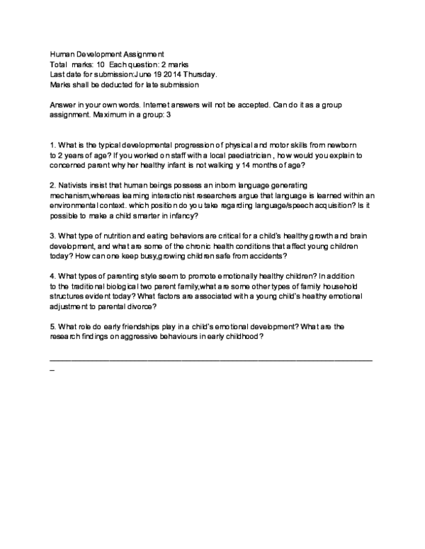 (PDF) Human development assignment summer