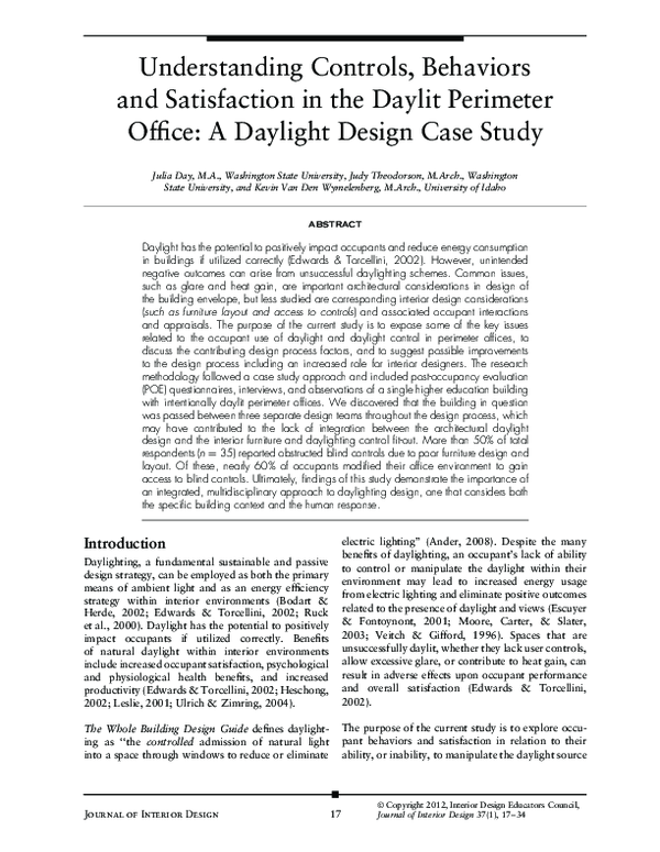 (PDF) Understanding Controls, Behaviors and Satisfaction in the Daylit ...