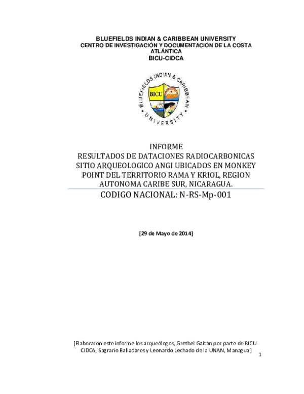 (PDF) BLUEFIELDS INDIAN & CARIBBEAN UNIVERSITY BICU-CIDCA