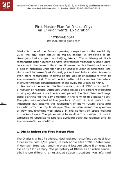 (PDF) First Master Plan for Dhaka.