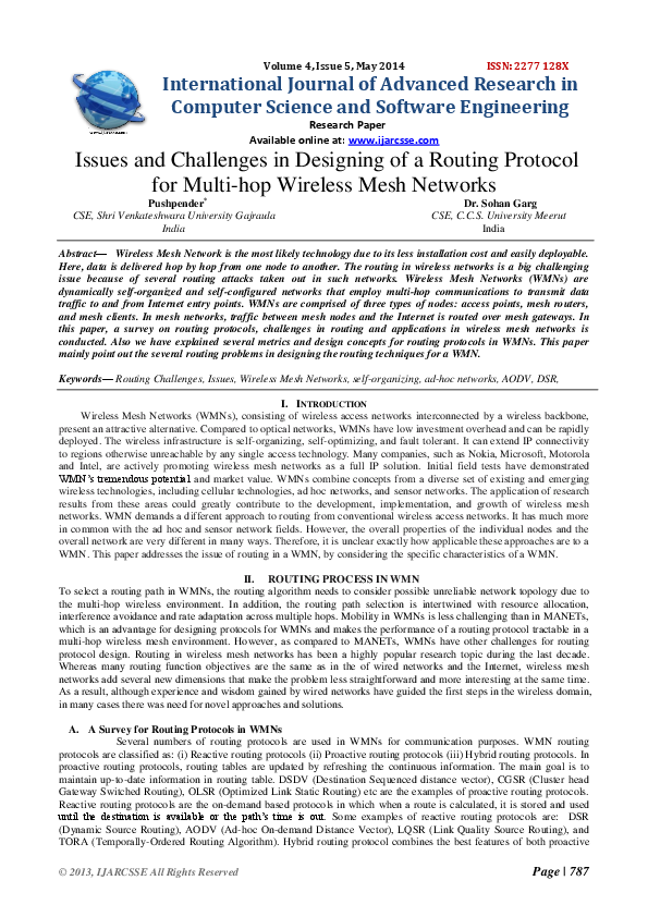 (PDF) ISSUES AND CHALLENGES FOR DESIGNING A NEW ROUTING PROTOCOL FOR ...