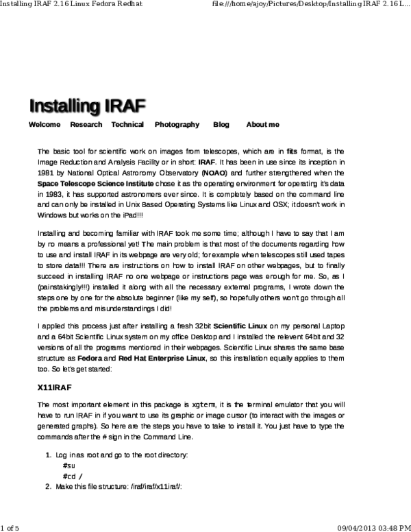 Installing IRAF on linux
