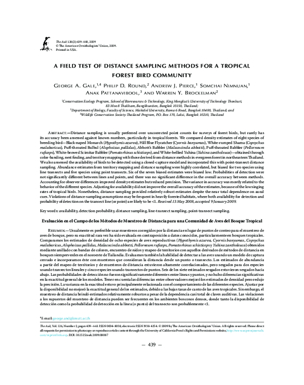 (PDF) A Field Test of Distance Sampling Methods for a Tropical Forest ...
