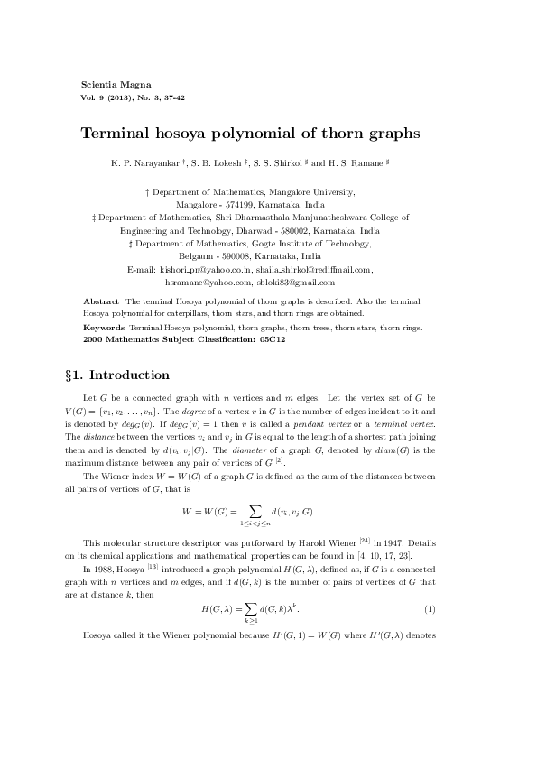 (PDF) Terminal Hosoya polynomial thorn Scientia Magna