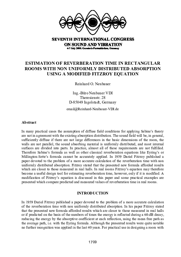 (PDF) Estimation of Reverberation Time in Rectangular Rooms with Non ...