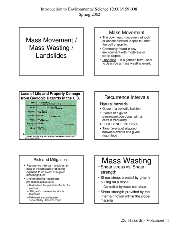 (PDF) Mass Movement / Mass Wasting / Landslides Mass Movement