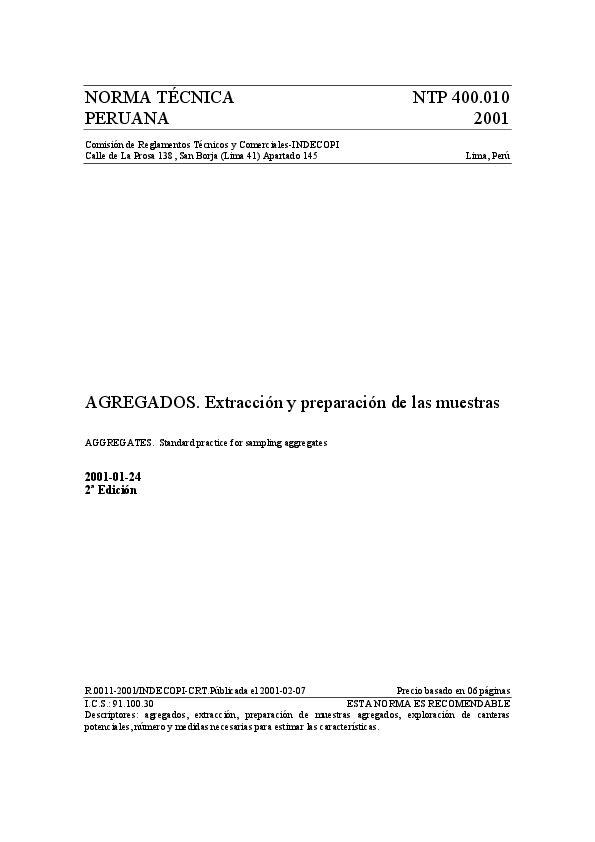 (PDF) NORMA TÉCNICA PERUANA Comisión de Reglamentos Técnicos y Comerciales-INDECOPI
