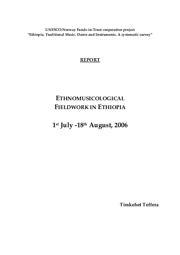 (PDF) Timkehet Teffera (2006). Report of Ethnomusicological Fieldwork ...