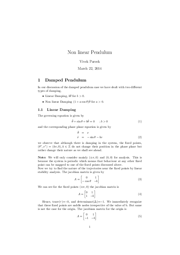 (PDF) Damping associated with Simple Pendulum: A phase portrait study