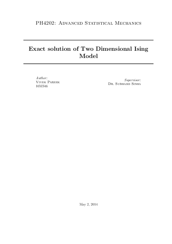 (PDF) Two dimensional Ising Model