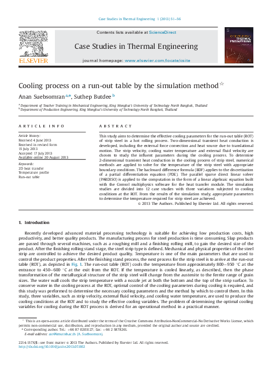 (PDF) Cooling process on a run-out table by the simulation method