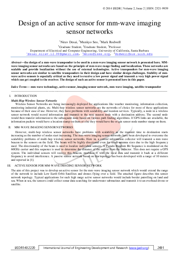 (PDF) Design of an active sensor for mm-wave imaging sensor networks