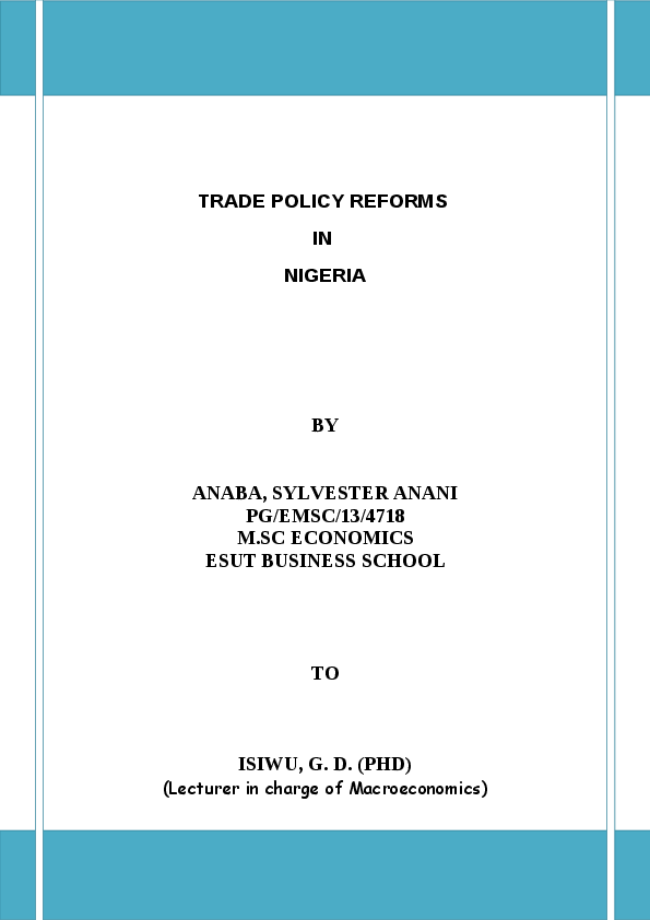 (DOC) TRADE POLICY REFORMS IN NIGERIA