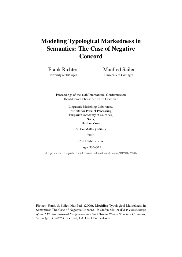 (PDF) Modeling Typological Markedness in Semantics: The Case of ...