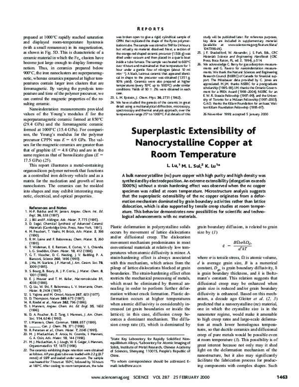 (PDF) Superplastic Extensibility of Nanocrystalline Copper at Room ...