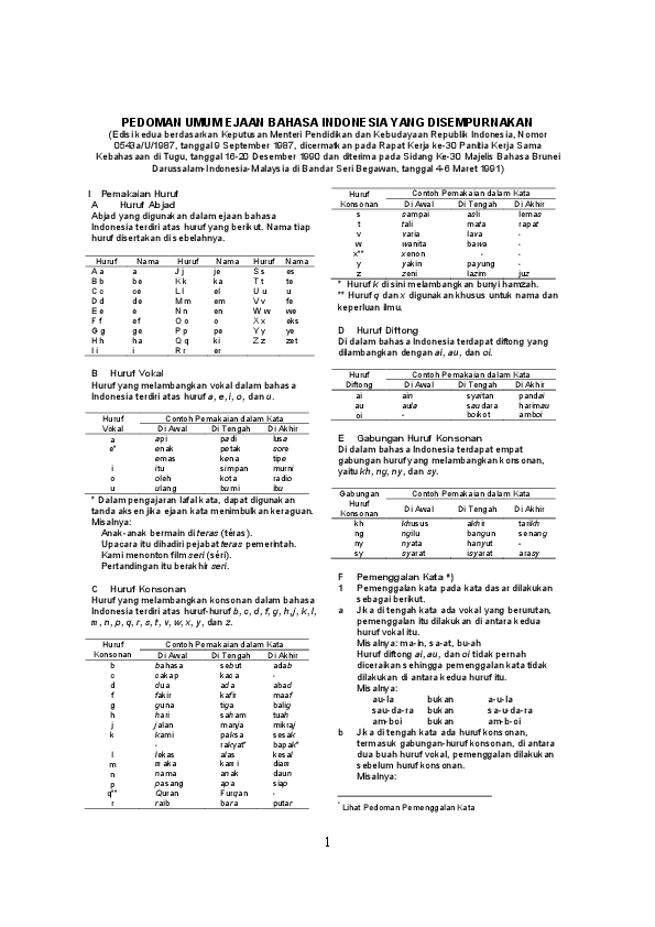 (PDF) PEDOMAN UMUM EJAAN BAHASA INDONESIA YANG DISEMPURNAKAN