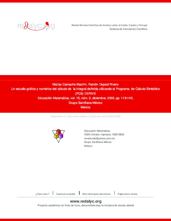 (PDF) Redalyc.Un estudio gráfico y numérico del cálculo de la integral ...