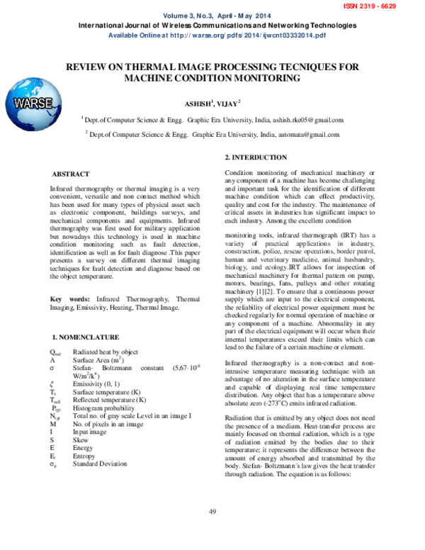 (PDF) REVIEW ON THERMAL IMAGE PROCESSING TECNIQUES FOR MACHINE ...