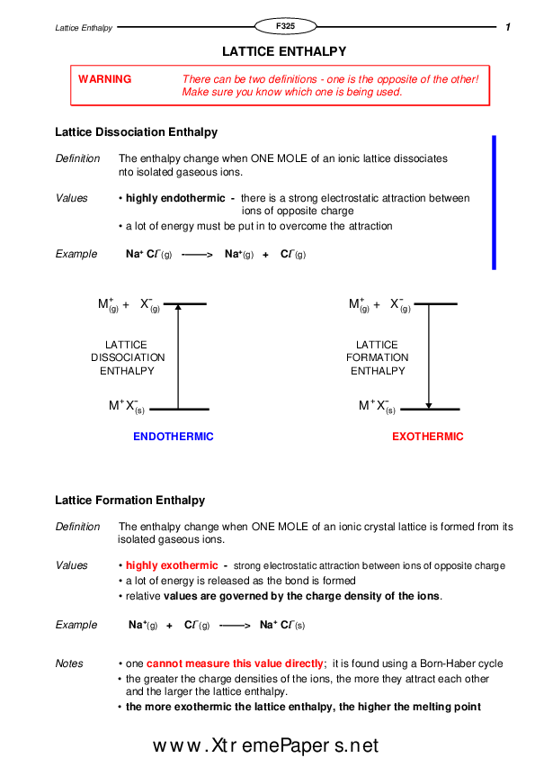 (PDF) LATTICE ENTHALPY