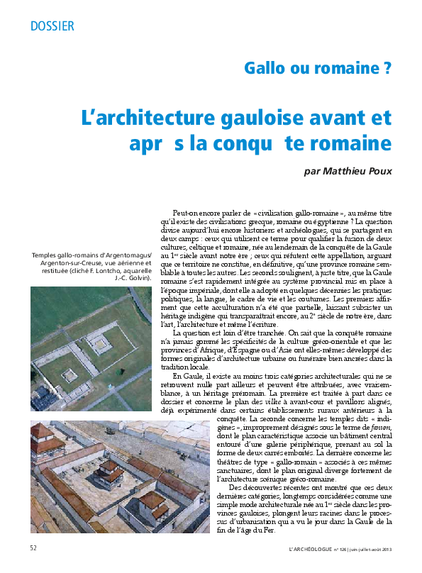 (PDF) Gallo ou romaine ? L’architecture gauloise avant et après la ...