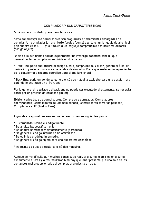 COMPILADOR Y SUS CARACTERISTICAS