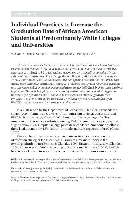 (PDF) Individual Practices to Increase the Graduation Rate of African ...
