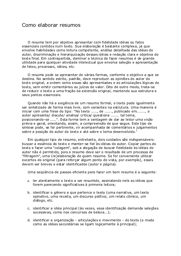 (DOC) Como elaborar resumos