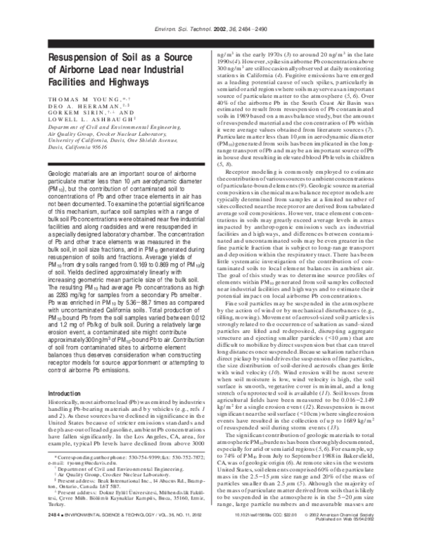 (PDF) Resuspension of Soil as a Source of Airborne Lead near Industrial ...