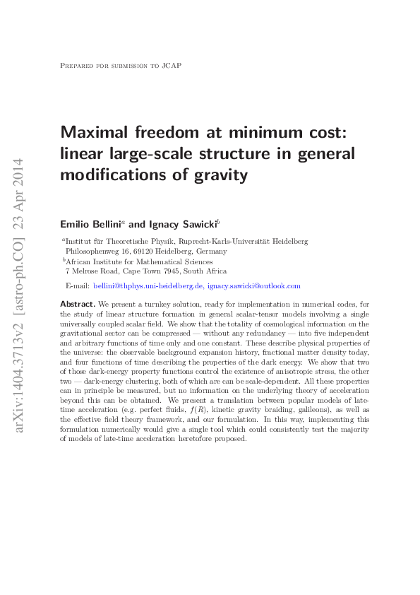 (PDF) Maximal freedom at minimum cost: linear large-scale structure in ...