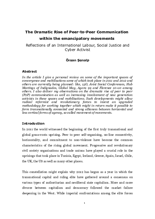 (DOC) The Dramatic Rise of Peer-to-Peer Communication within the ...
