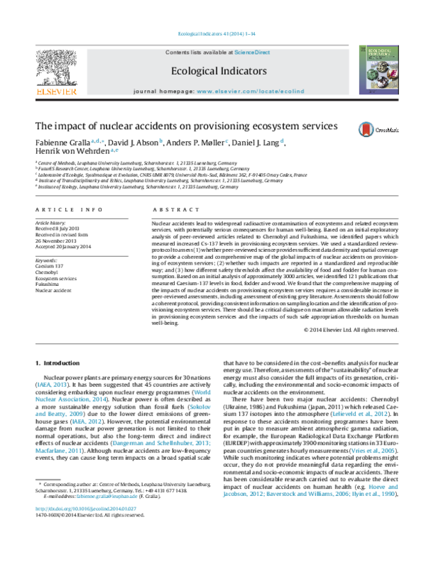 (PDF) The impact of nuclear accidents on provisioning ecosystem services