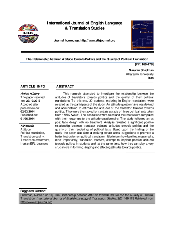 (PDF) The Relationship between Attitude towards Politics and the ...